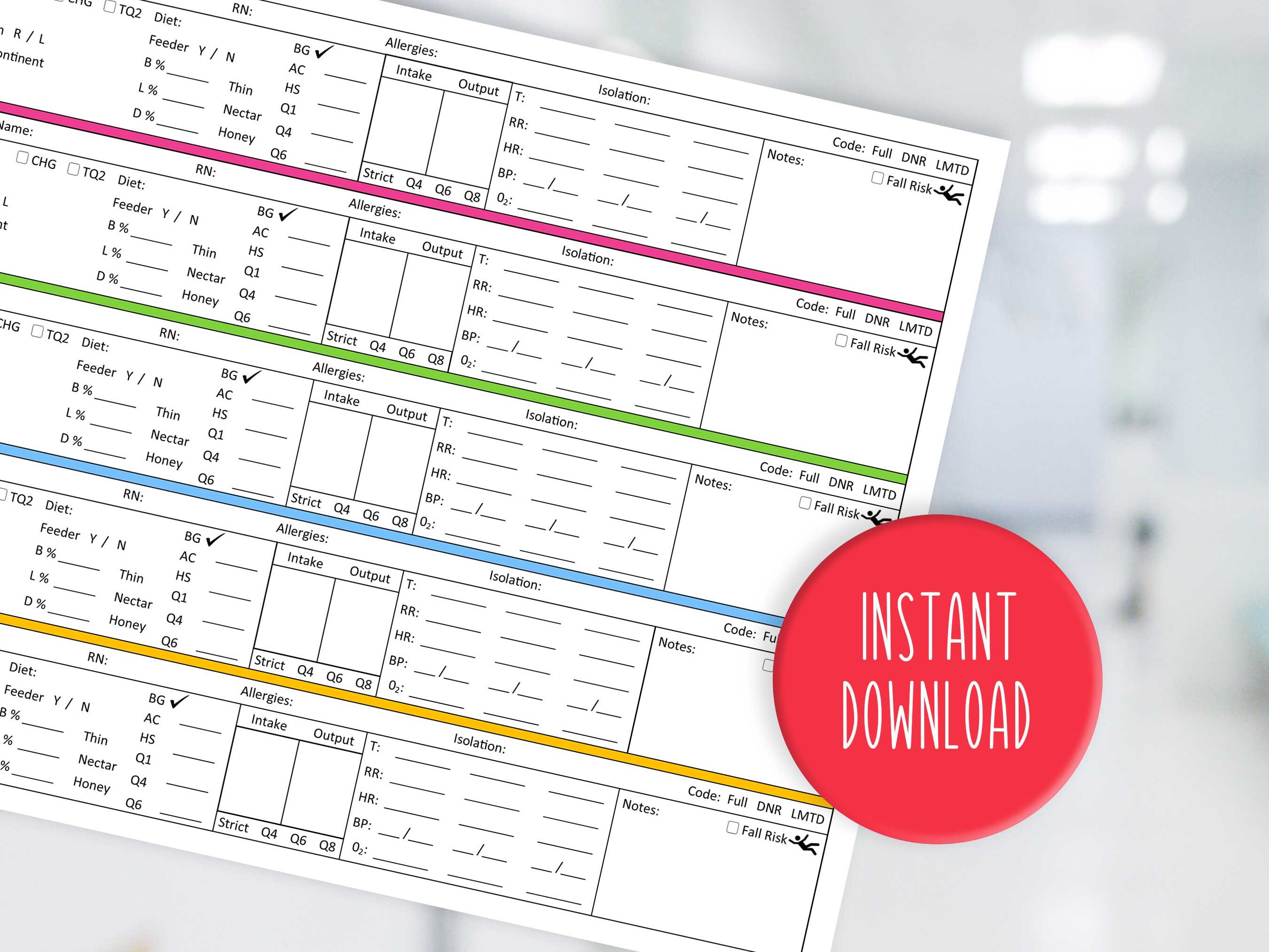 Nurse Shift Planner CNA Report Sheet PCT Shift Planner LTAC Shift ...