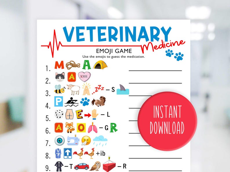 Veterinary Medication Game | Vet Tech Game | Vet Tech Icebreaker | Vet ...