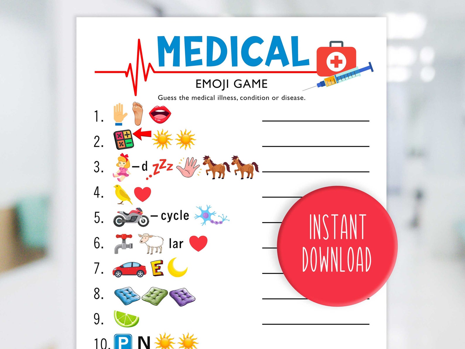 Medical Emoji Game - Disease Emoji Game - Healthcare Emoji Game ...