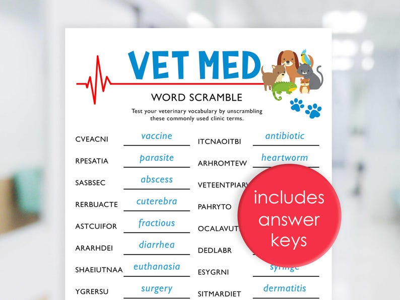 Word Scramble | Veterinary Game | Vet Tech Game | Vet Tech Activity ...