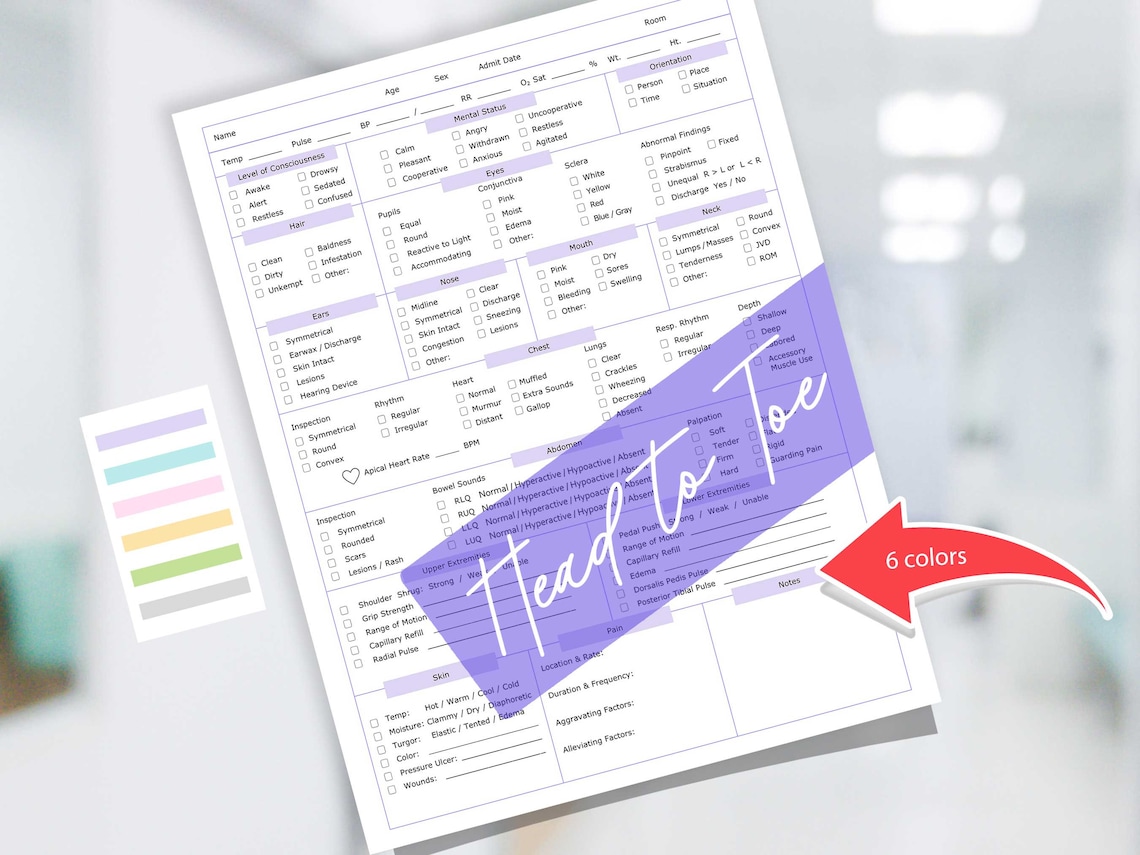 Head to Toe Assessment Head to Toe Assessment Template Patient ...