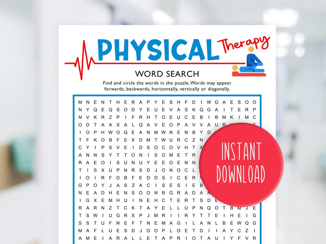 Physical Therapy Word Search | Physical Therapy Game | PT Game ...