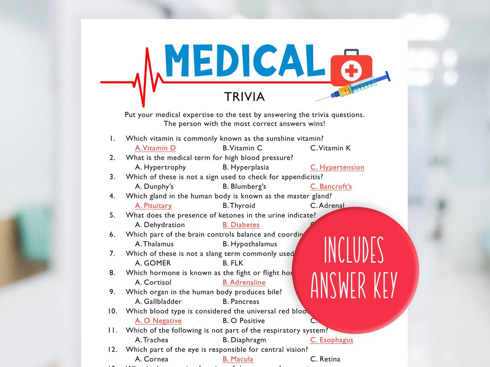 Medical Trivia Game | Nurse Trivia Game | Healthcare Game | Nurses Week ...
