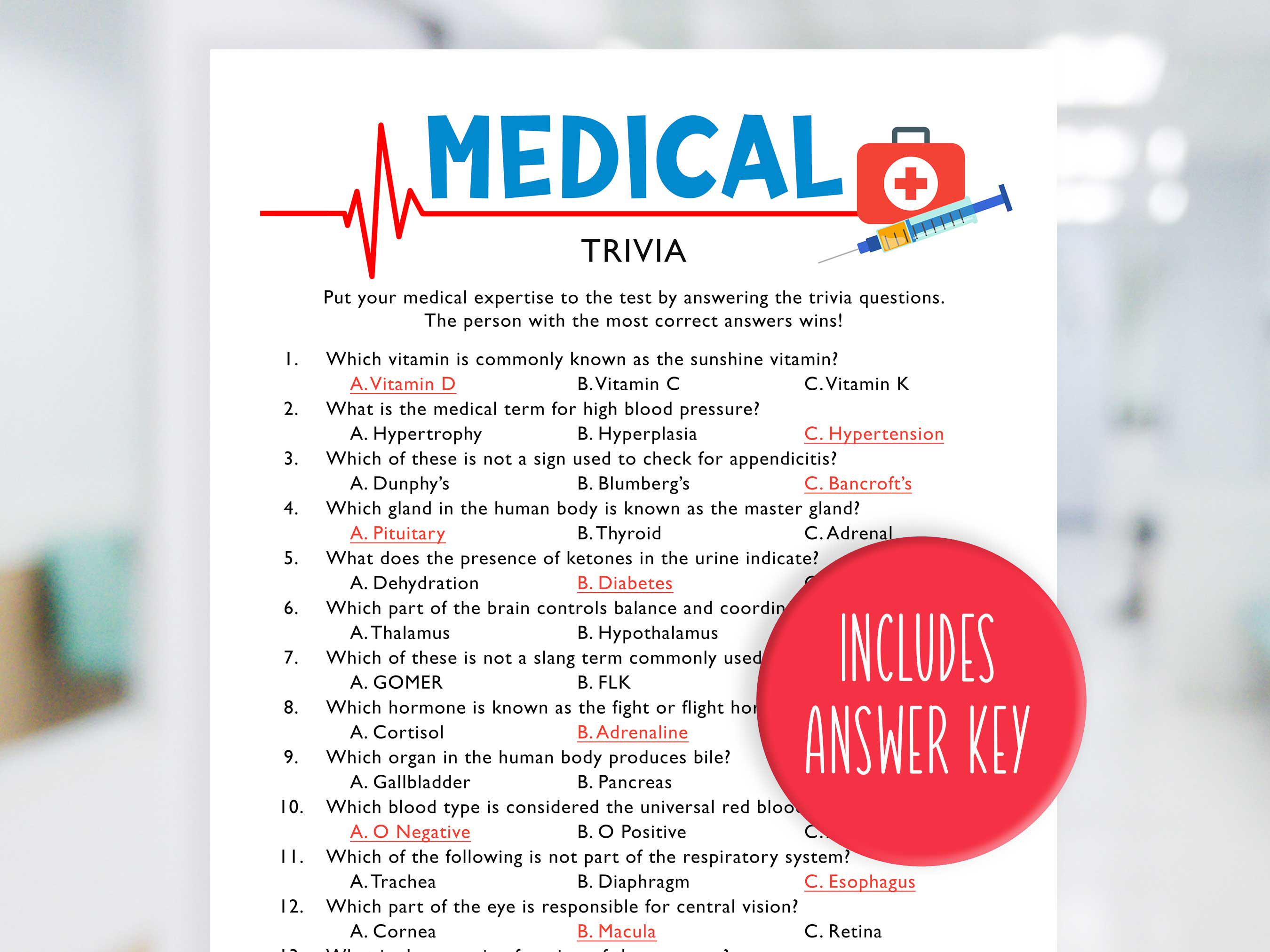Medical Trivia Game | Nurse Trivia Game | Healthcare Game | Nurses Week ...