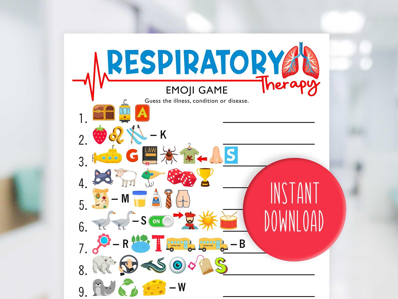 Respiratory Therapy Emoji Game - Disease Emoji Game - Respiratory ...