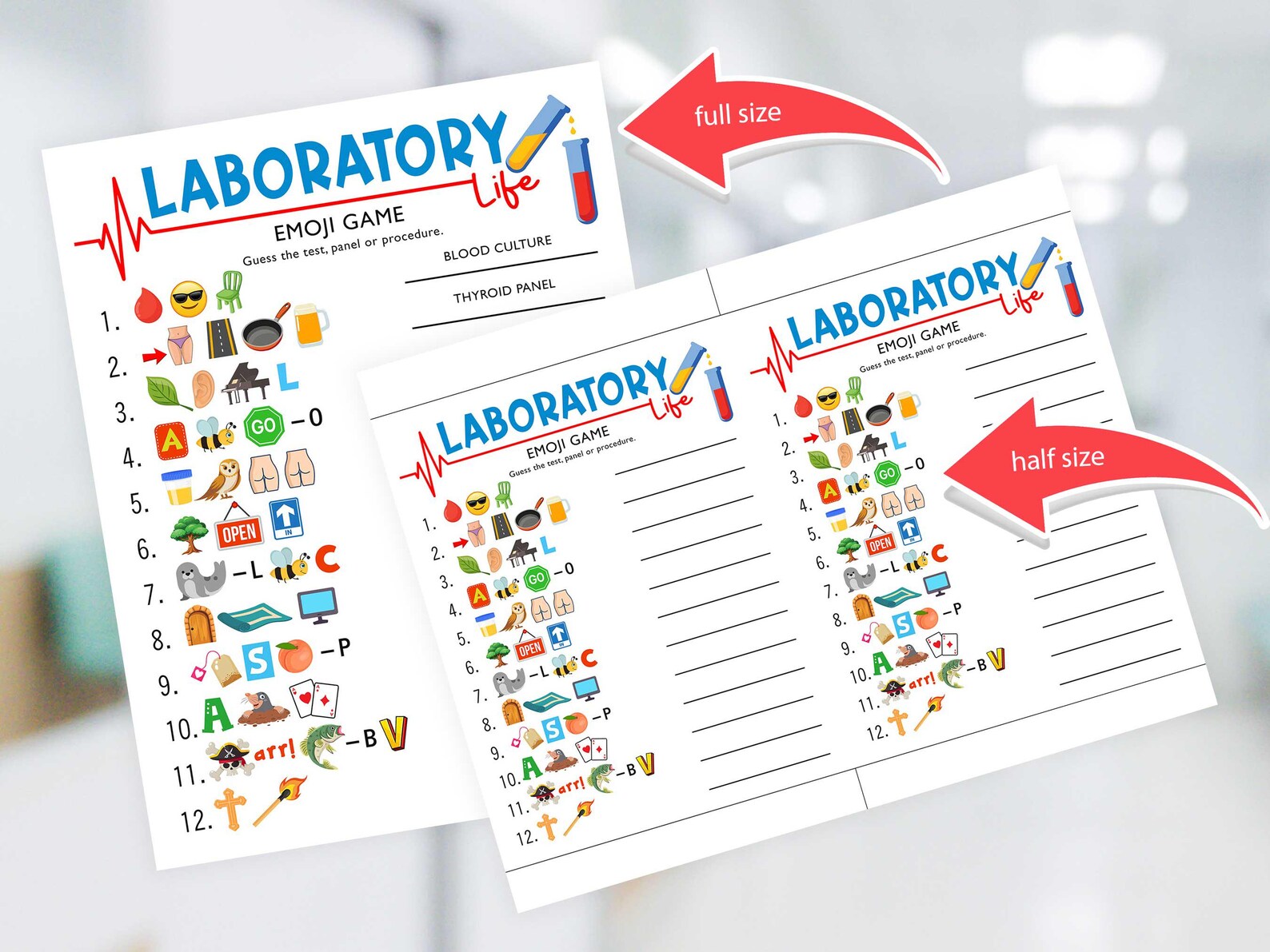 Lab Tests Emoji Game | Lab Game | Lab Emoji Game | Lab Week | Printable ...