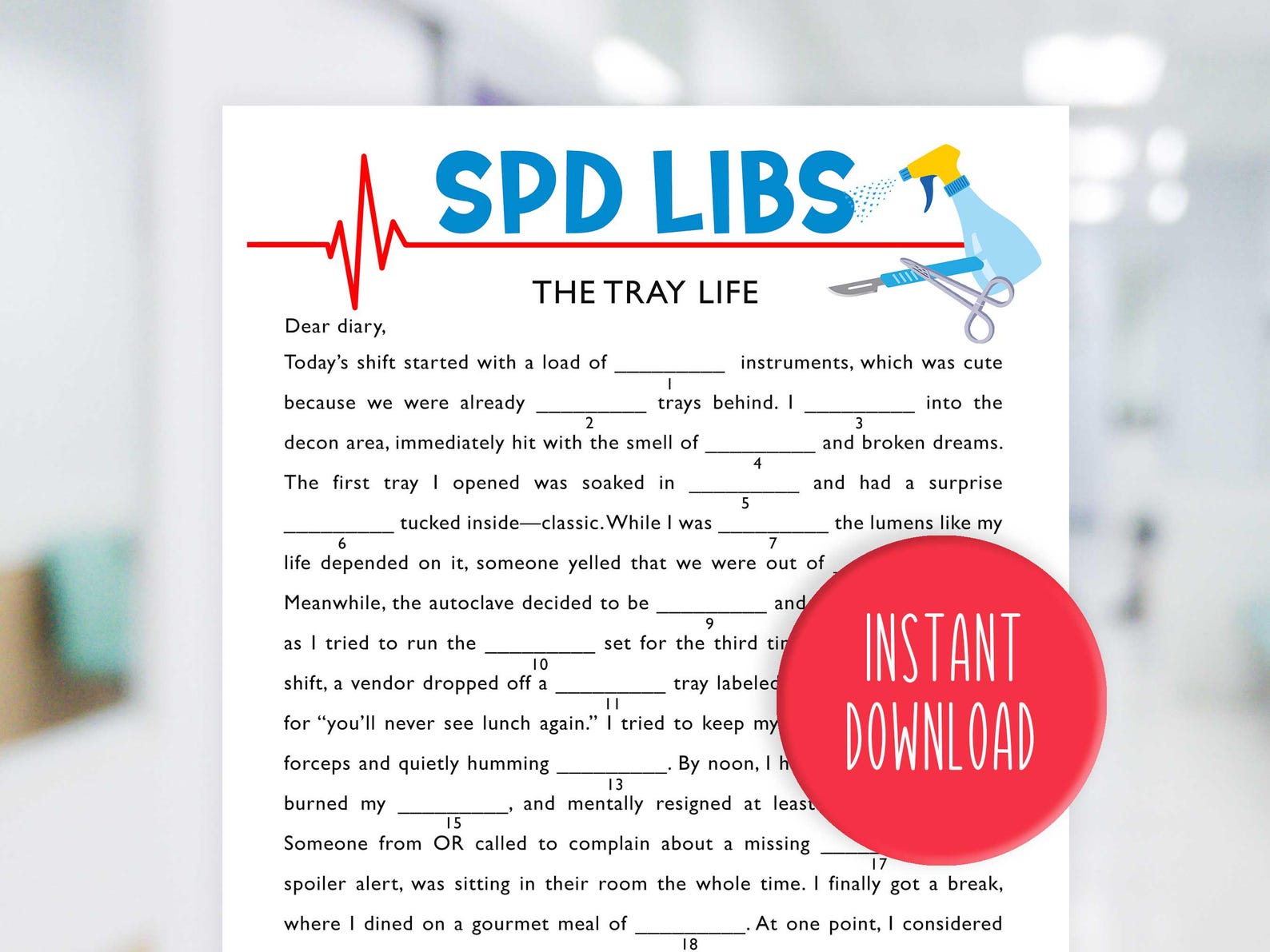 SPD Libs Game | Sterile Processor Game | Sterile Processing Game ...