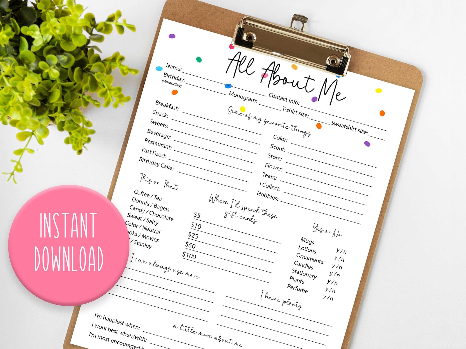 All About Me Template - Getting to Know You Survey - All About Me ...