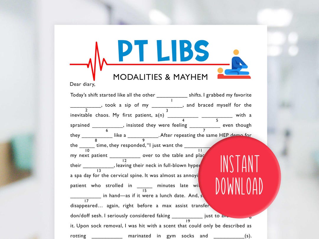 Physical Therapy Libs Game | PT Libs Game | Physical Therapy Game ...