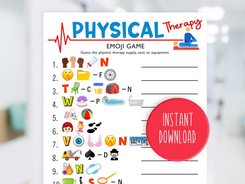 Physical Therapy Emoji Game | Printable Physical Therapy Game ...
