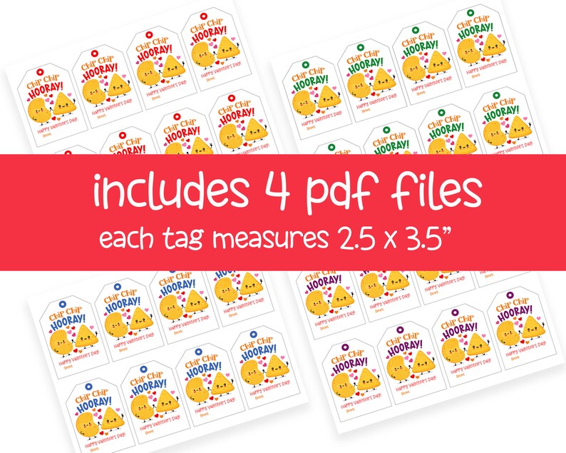 Chip Chip Hooray Valentine Gift Tags Kids Valentine Cards Potato Chip ...