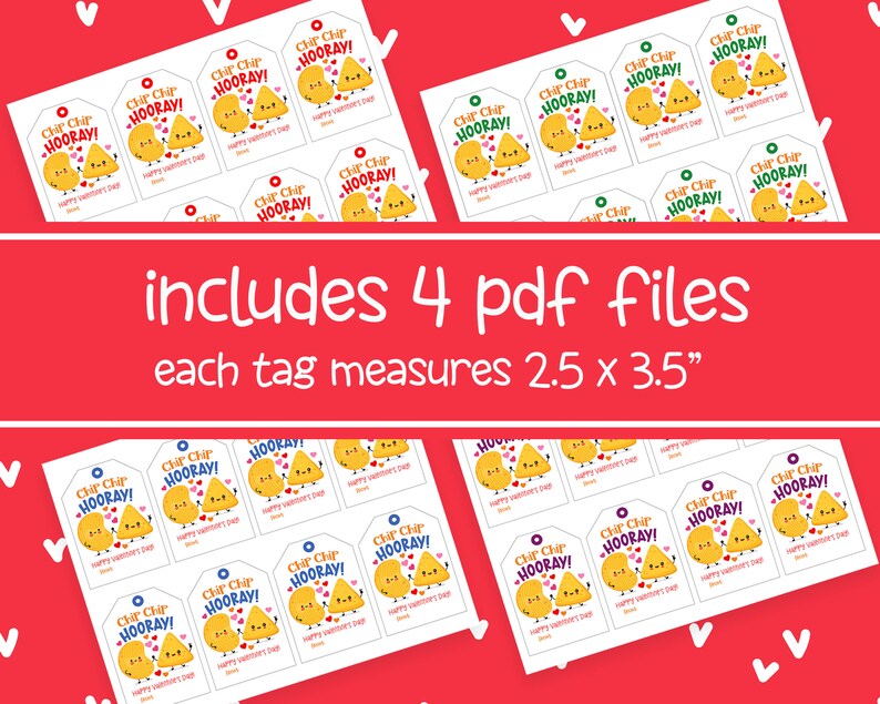 Chip Chip Hooray Valentine Gift Tags Kids Valentine Cards Potato Chip ...