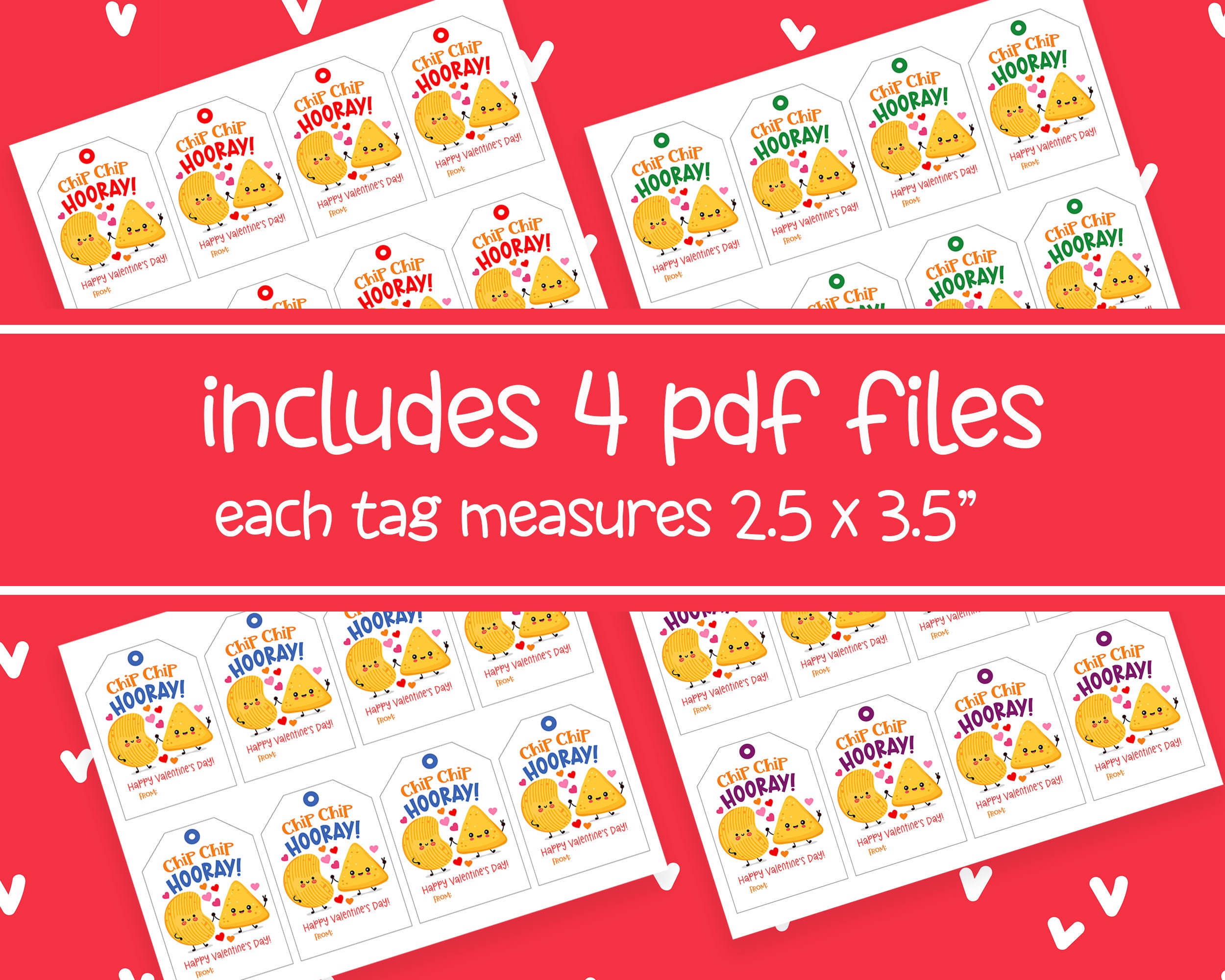 Chip Chip Hooray Valentine Gift Tags Kids Valentine Cards Potato Chip ...