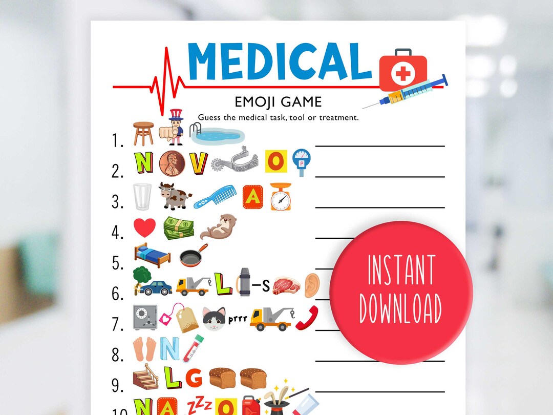 Medical Emoji Game | Printable Healthcare Game | Nursing Emoji Quiz ...