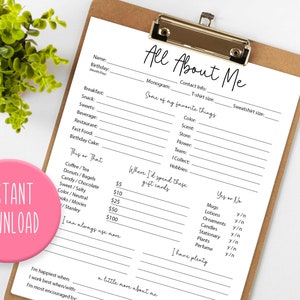 All About Me Template - Getting to Know You Survey - All About Me ...