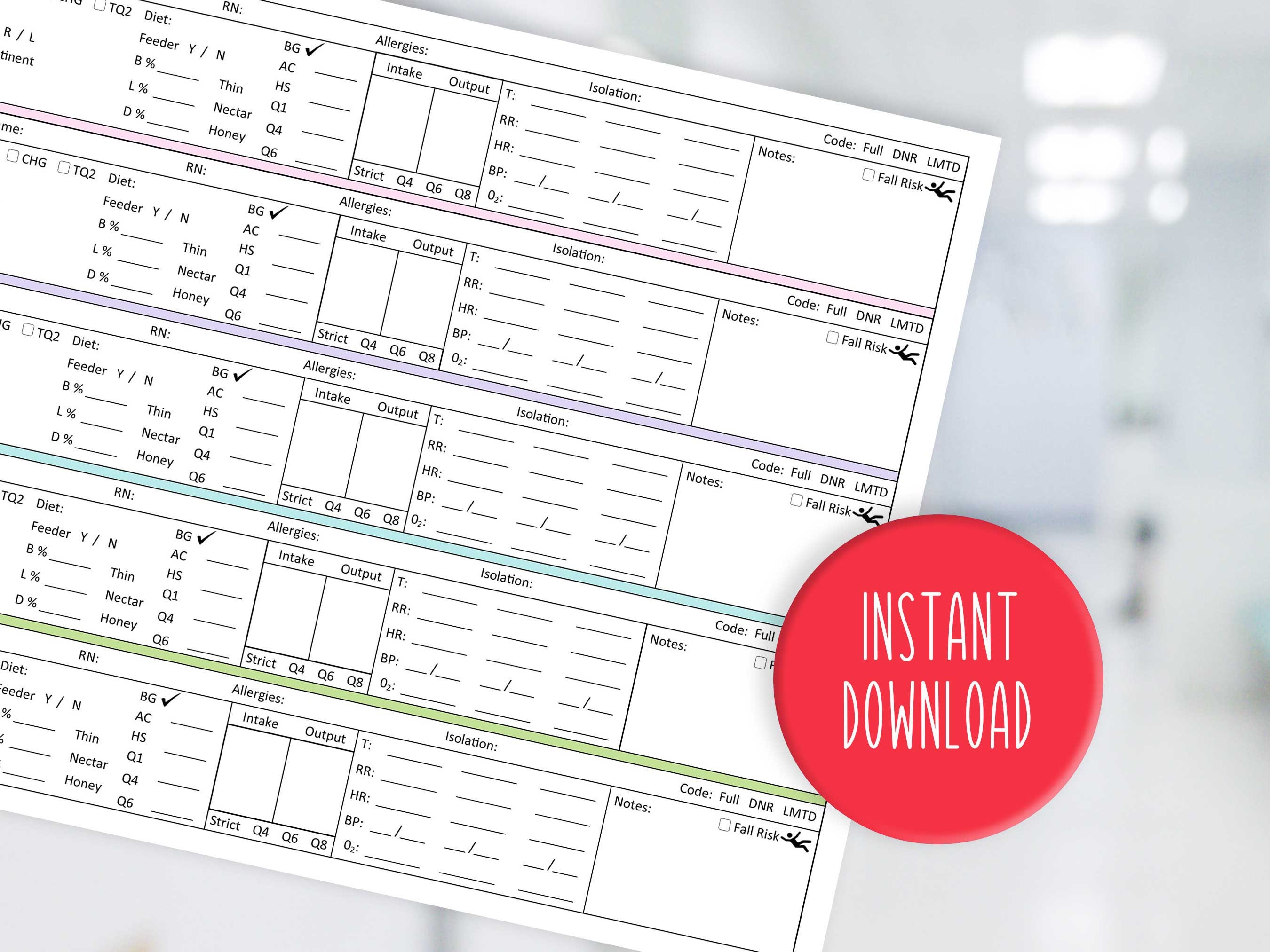 Nurse Shift Planner CNA Report Sheet PCT Shift Planner LTAC Shift ...