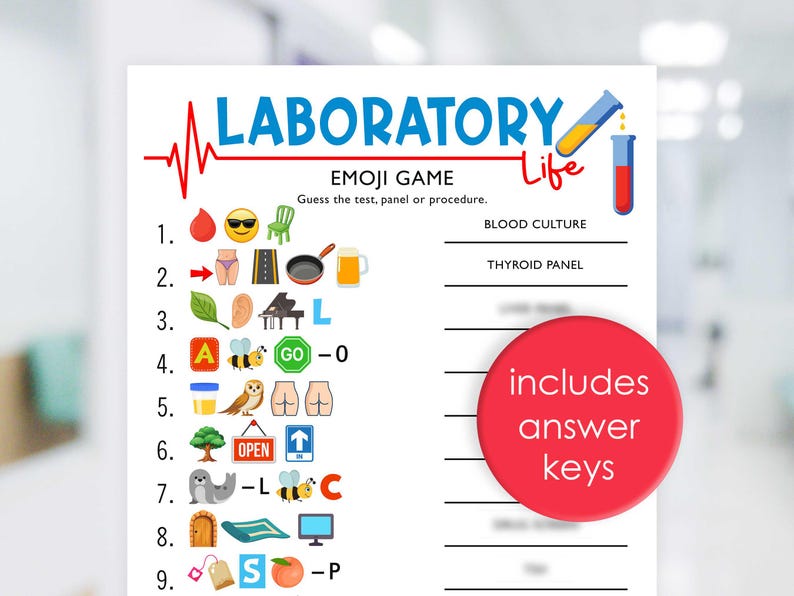 Lab Tests Emoji Game | Lab Game | Lab Emoji Game | Lab Week | Printable ...