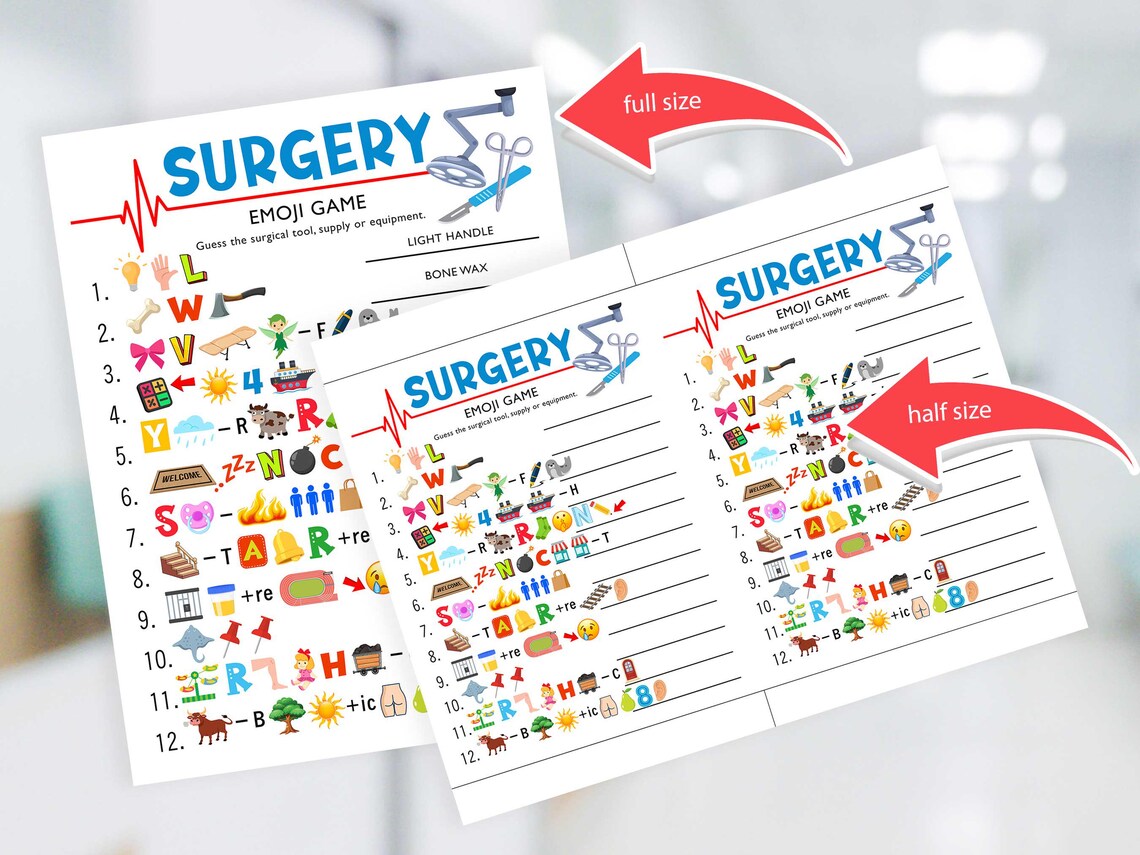Surgery Emoji Game - Medical Emoji Game - OR Nurse Game - Surgical Tech ...
