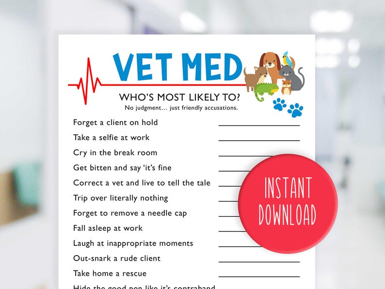 Who's Most Likely to Game | Vet Tech Game | Veterinary Game | Vet Tech ...