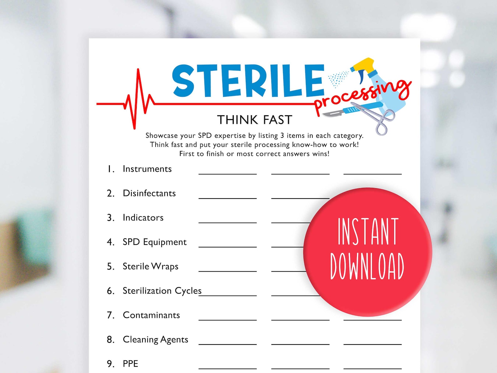 Think Fast Game | Sterile Processor Game | Sterile Processing Game ...