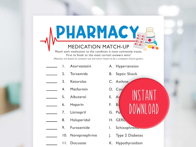 Medication Matching Game | Inpatient Pharmacy Game | Pharmacy Tech Game ...