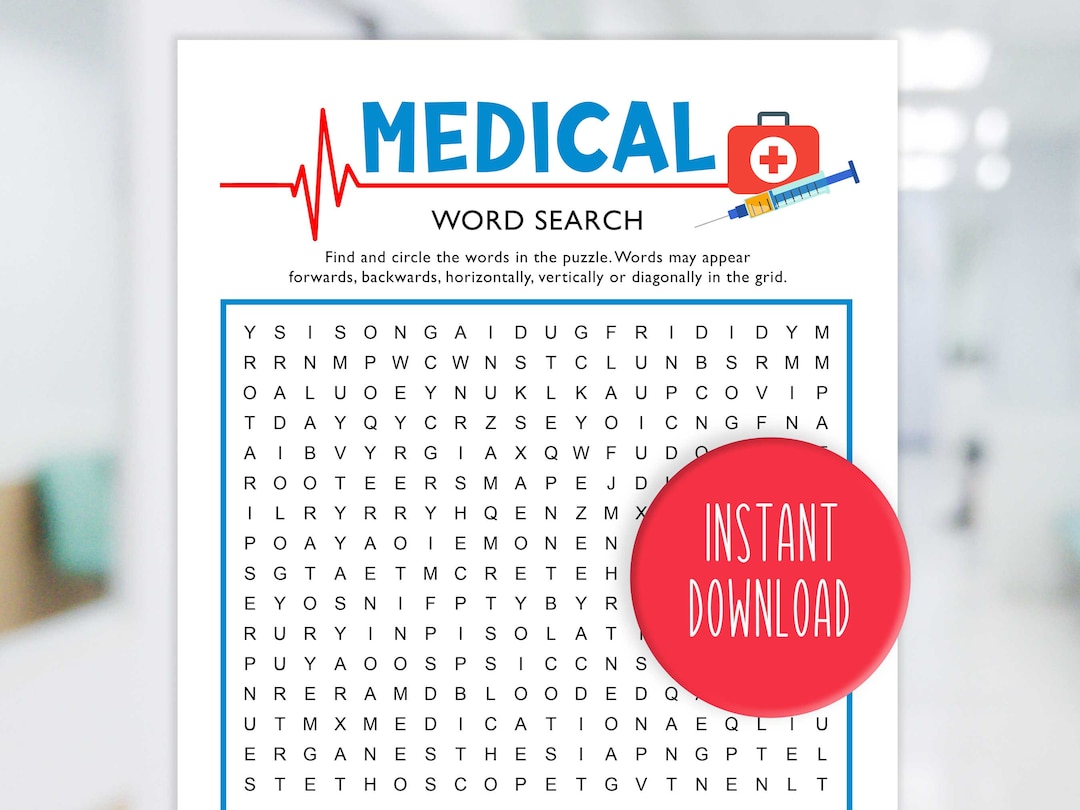 Medical Word Search - Nurse Word Search - Healthcare Word Search ...