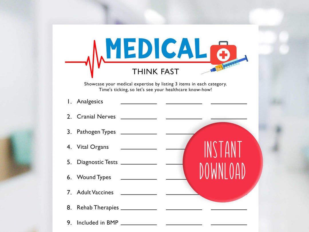 Nurse Game | Medical Game | Healthcare Game | Medical Think Fast Game ...
