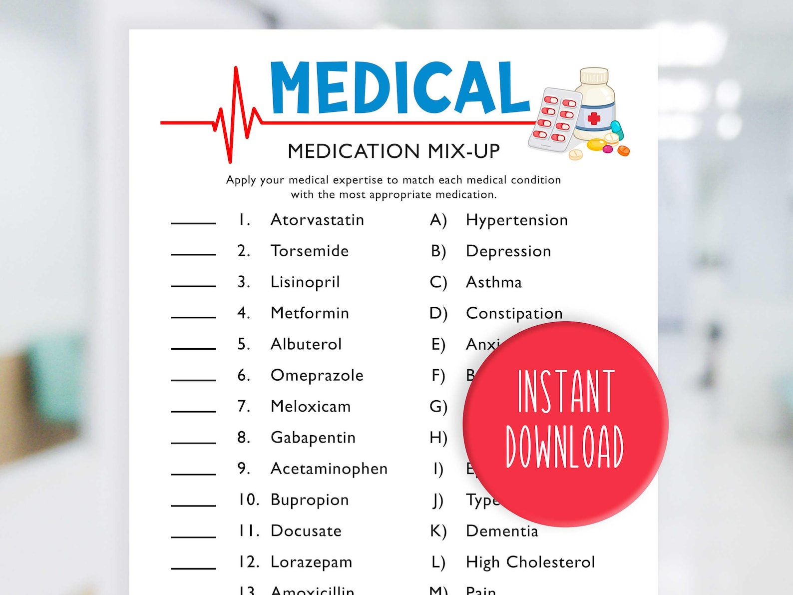 Medication Match Game | Medication Game | Pharmacy Student Game ...