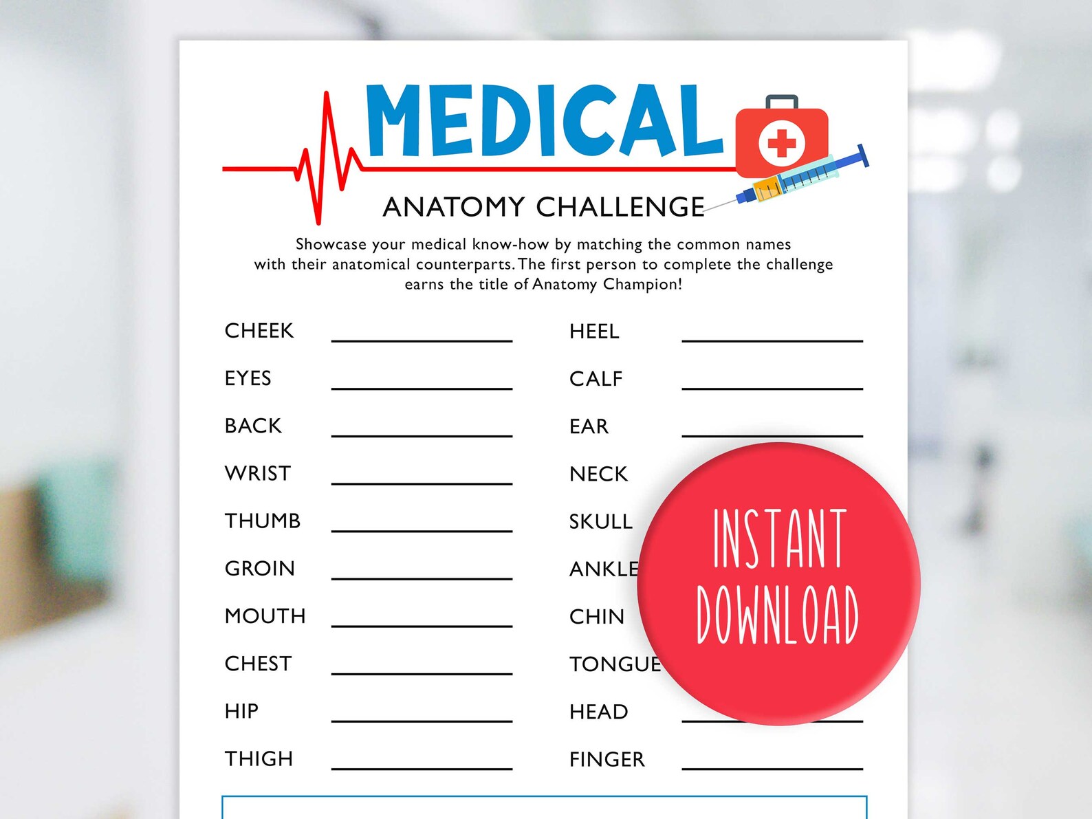 Medical Game - Nurse Game - Healthcare Game - Anatomy Challenge ...