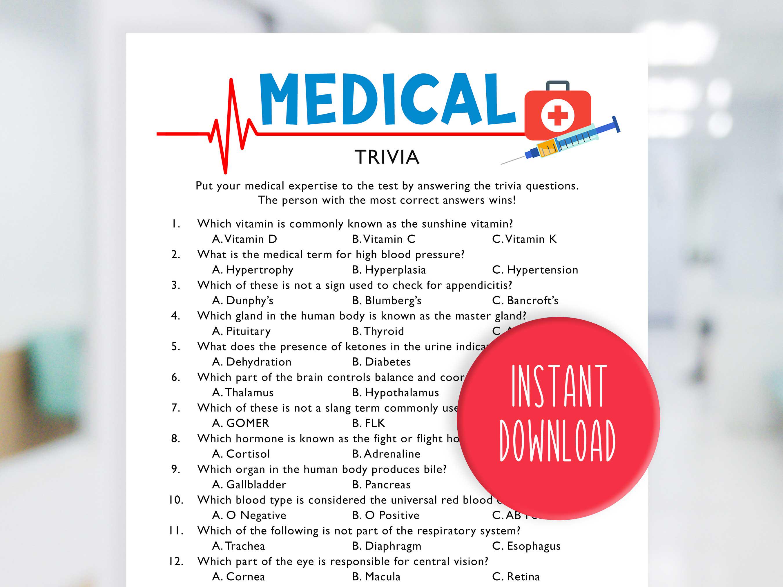 Medical Trivia Game | Nurse Trivia Game | Healthcare Game | Nurses Week ...