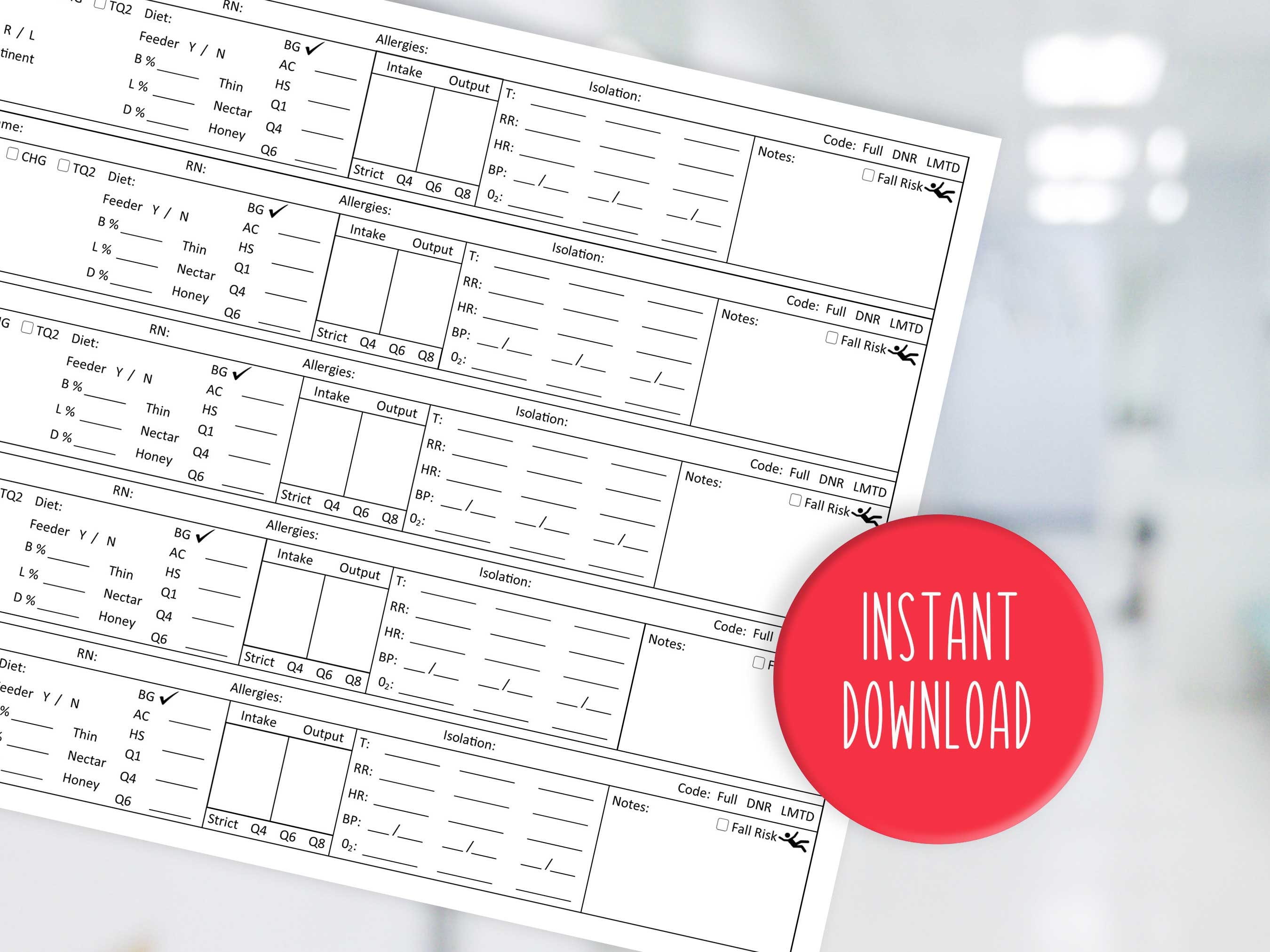Nurse Shift Planner CNA Report Sheet PCT Shift Planner LTAC Shift ...