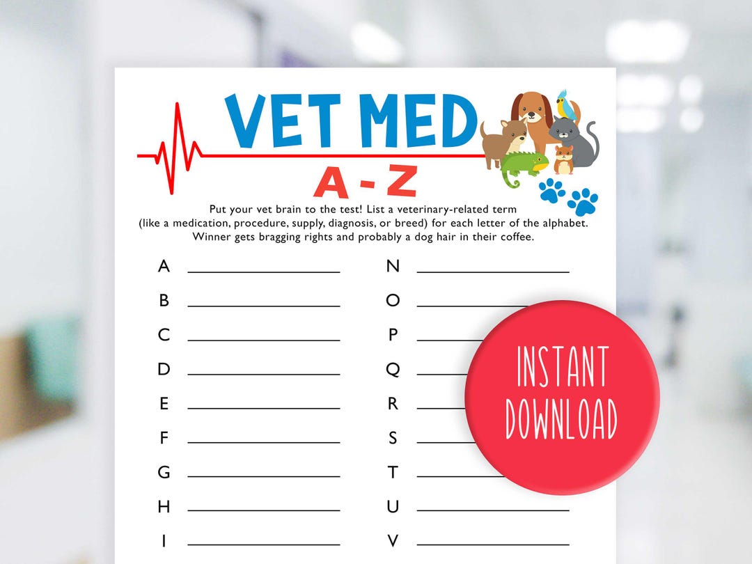 A to Z Game | Vet Tech Game | Veterinary Staff Game | Vet Tech Activity ...