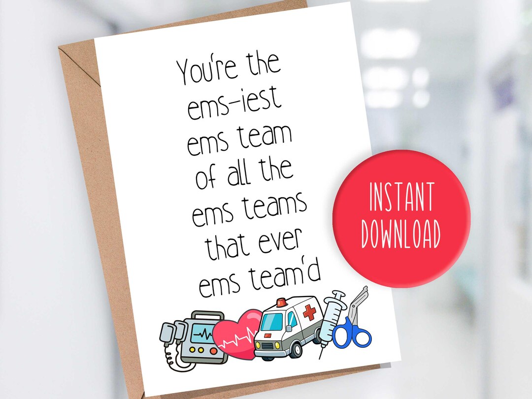 EMS Card - Paramedic Card - EMT Card - EMS Appreciation Card - First Responder Card - Etsy