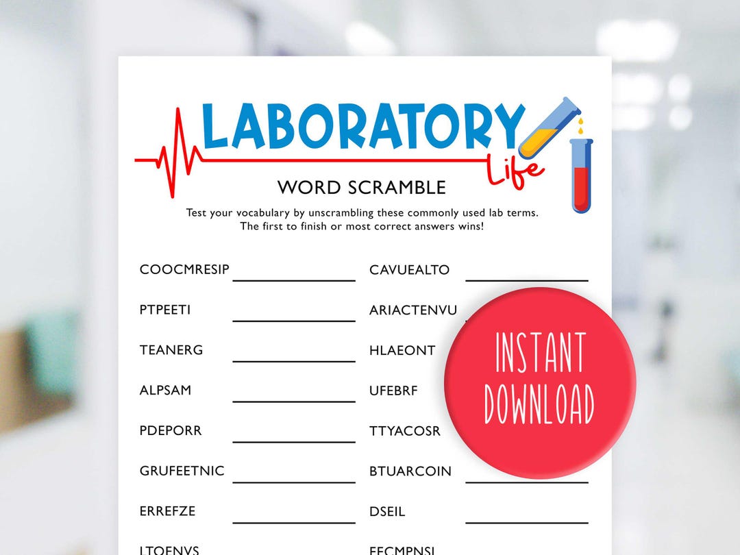 Word Scramble Lab Game | Lab Week | Lab Appreciation | Fun Printable ...