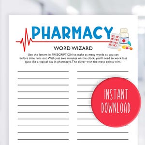 Pharmacy Game - Pharmacy Word Game - Pharmacist Word Game - Pharmacy ...