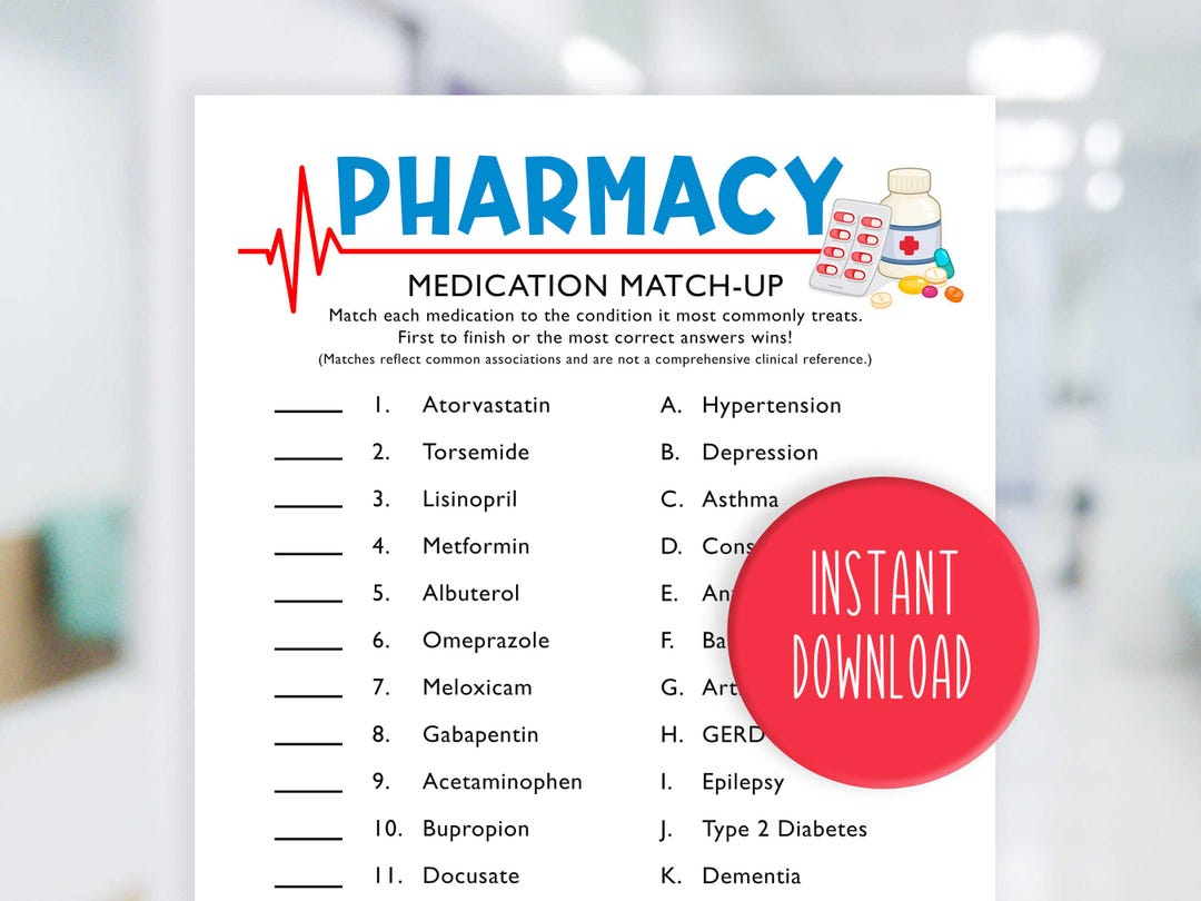 Medication Matching Game | Pharmacy Game | Pharmacy Tech Game ...