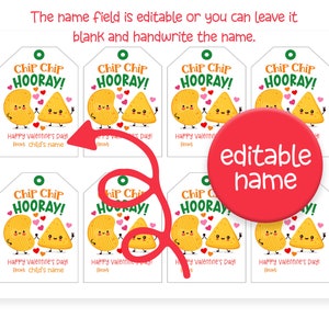 Chip Chip Hooray Valentine Gift Tags Kids Valentine Cards Potato Chip ...