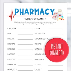 Pharmacy Game Pharmacy Word Scramble Pharmacy Word Game Pharmacy ...