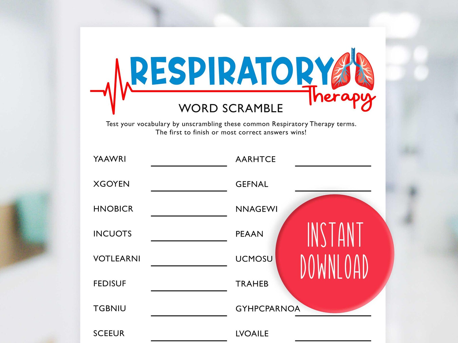 Word Scramble | Respiratory Therapy Game | Respiratory Therapist ...