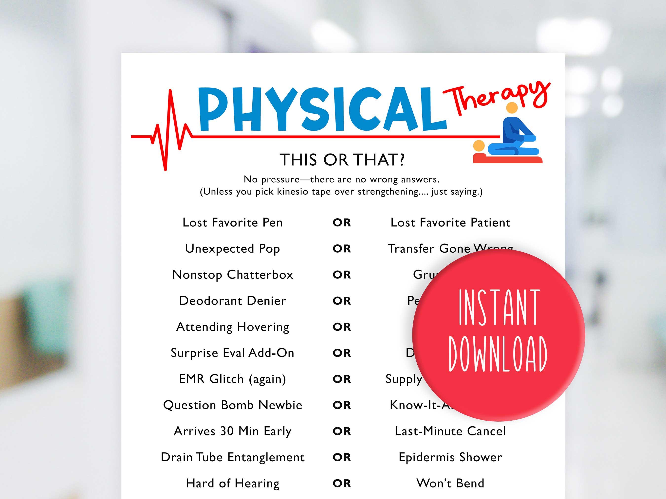 Physical Therapy This or That Game | Physical Therapy Game ...