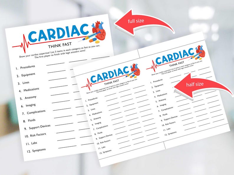 Cardiovascular Think Fast Game | Cardiology Never or Ever Game ...