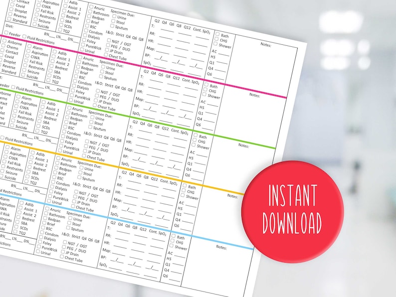 Nurse Shift Planner - CNA Report Sheet - PCT Shift Planner - LTAC Shift ...