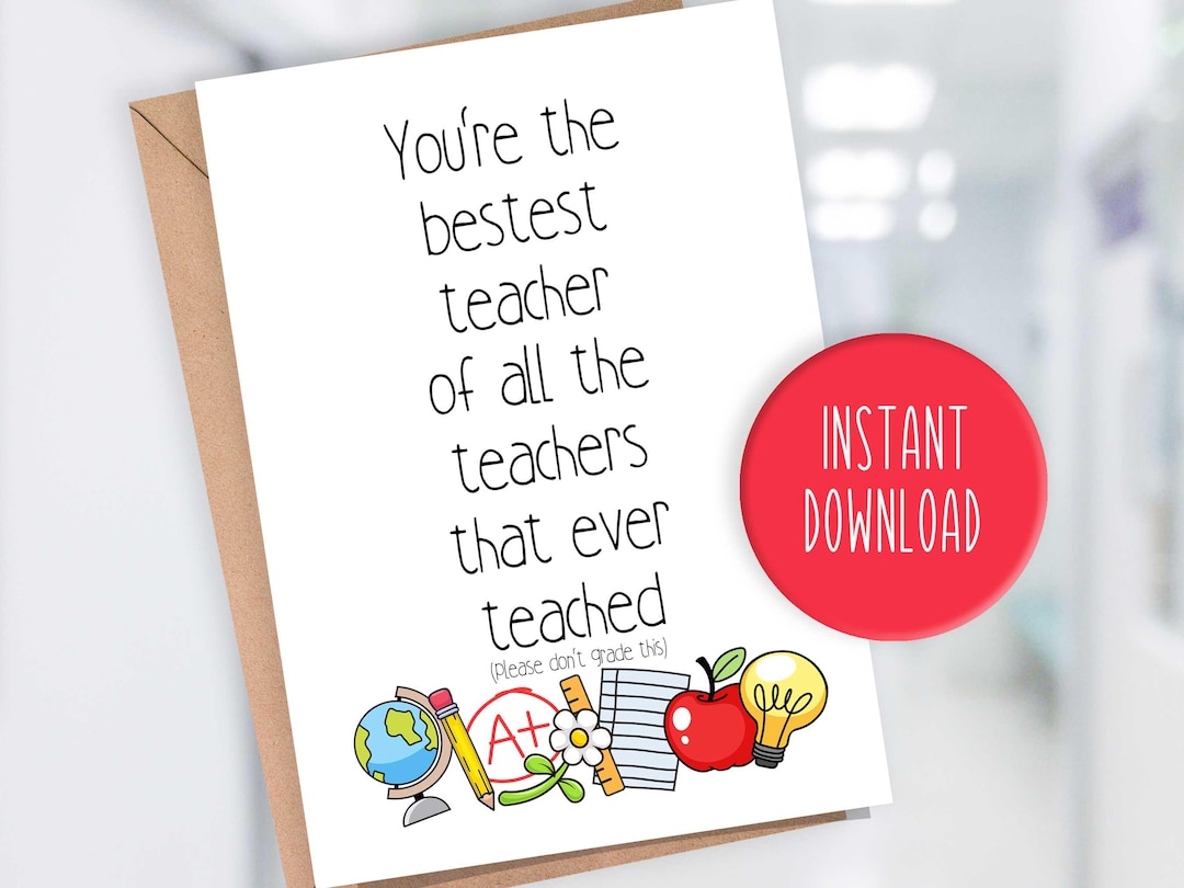 Teacher Card - Teacher Thank You Card - Teacher Appreciation Card ...