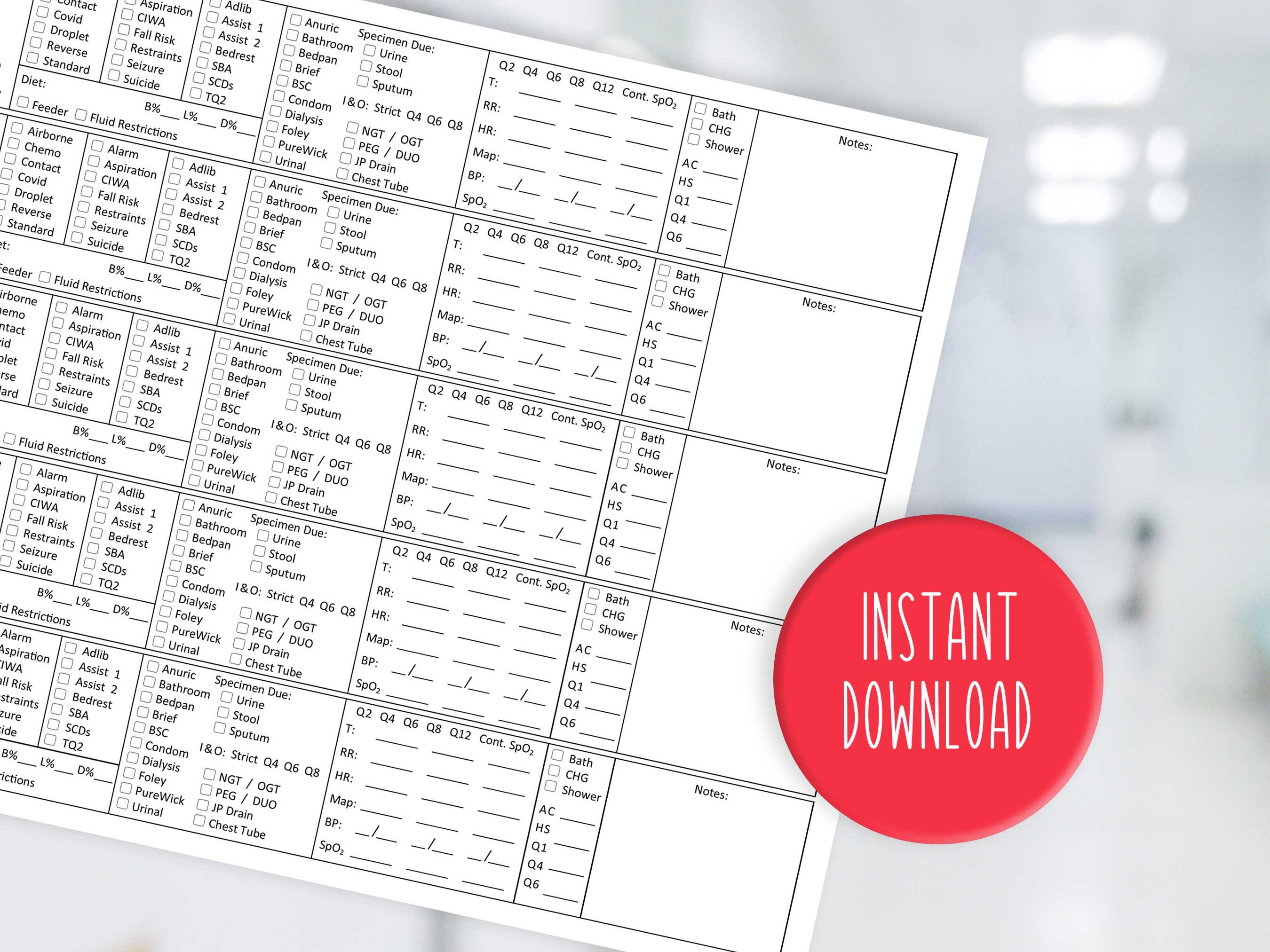 Nurse Shift Planner - CNA Report Sheet - PCT Shift Planner - LTAC Shift ...