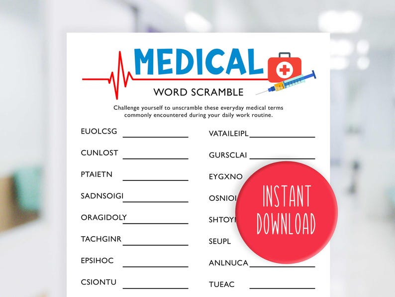 Medical Word Scramble | Nurse Word Scramble | Healthcare Word Scramble ...