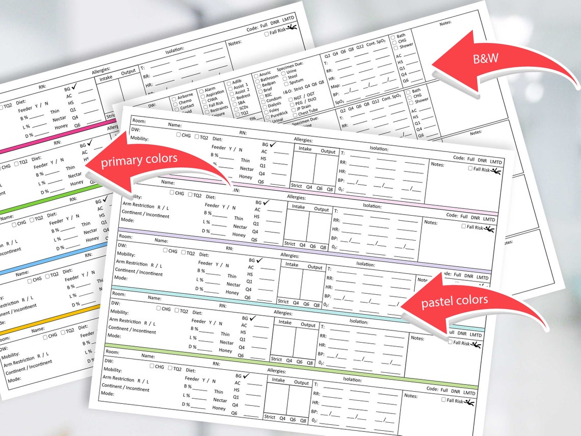 Nurse Shift Planner CNA Report Sheet PCT Shift Planner LTAC Shift ...