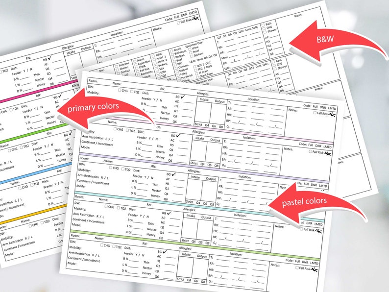 Nurse Shift Planner - CNA Report Sheet - PCT Shift Planner - LTAC Shift ...