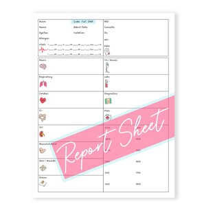 Cute Nurse Brain Sheet Med Surg Report Sheet Tele Report Sheet Student ...