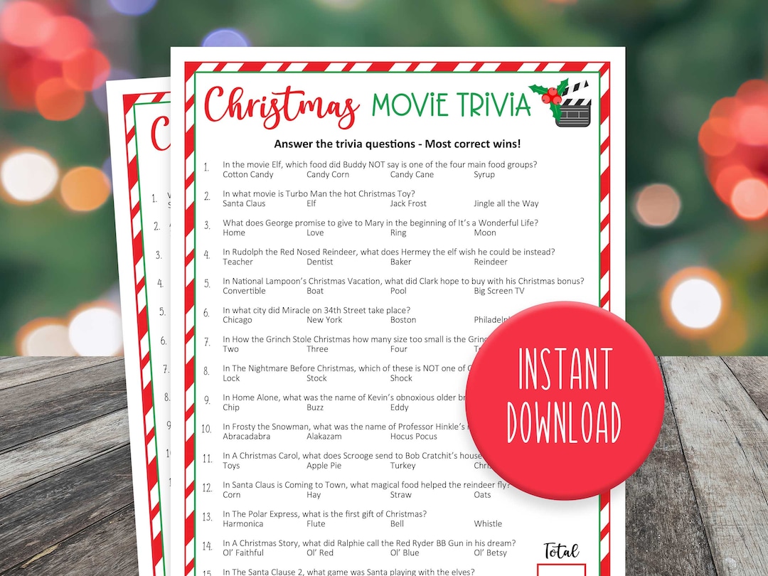 Christmas Movie Trivia Game Christmas Trivia Game Christmas Game ...