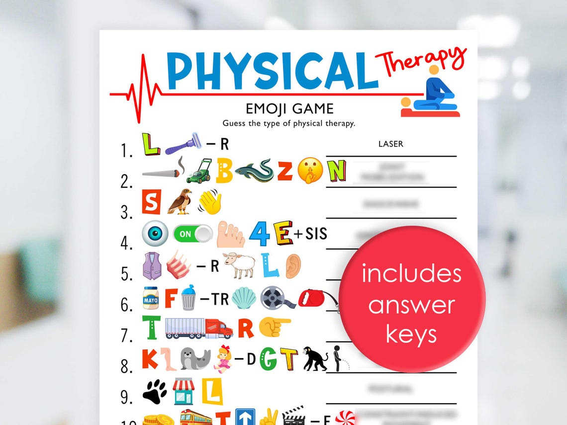 Physical Therapy Emoji Game | Physical Therapist Game | Physical ...